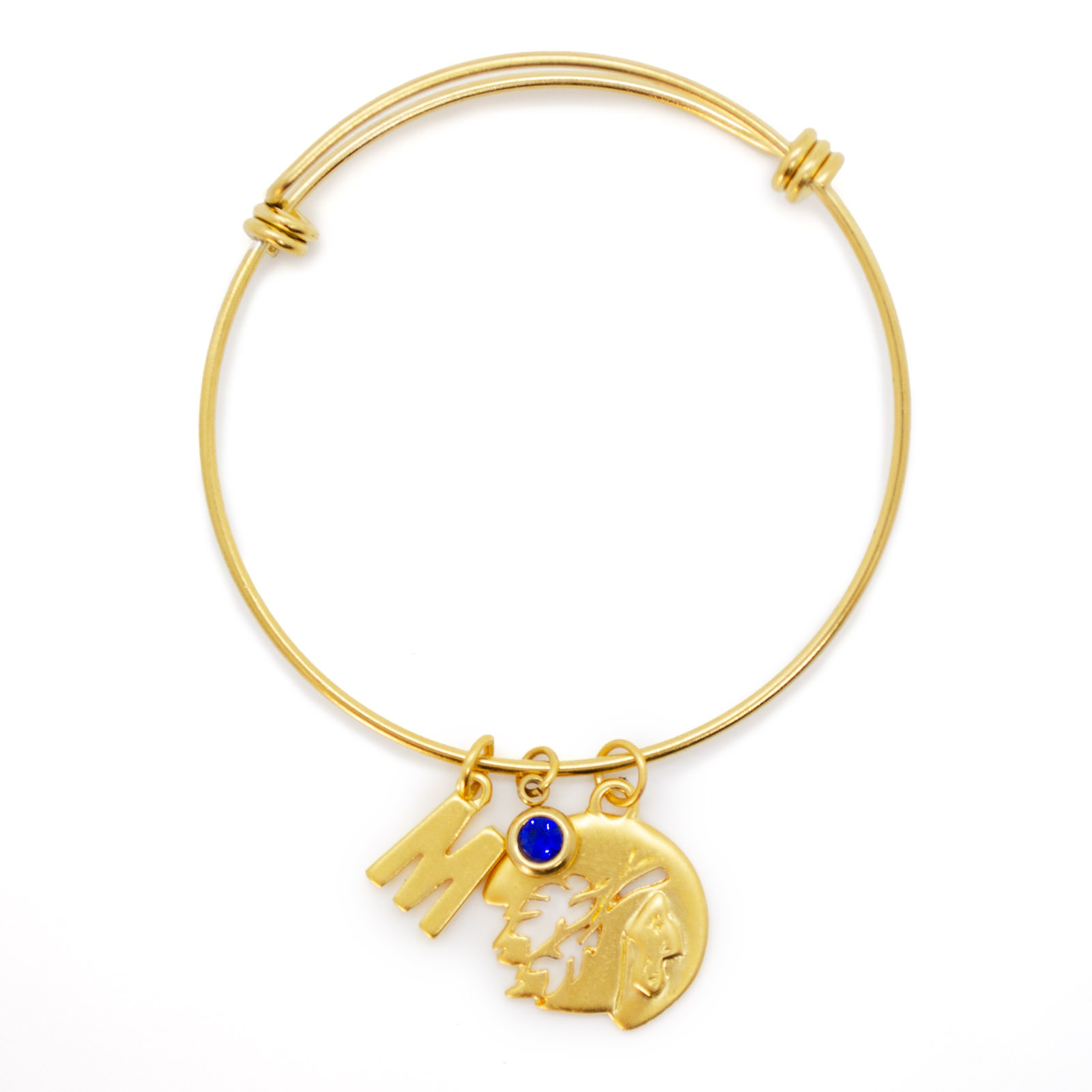 Charm Bangle Bracelet - Gold Includes 3 Charms and 2 Gems - Nokona ...