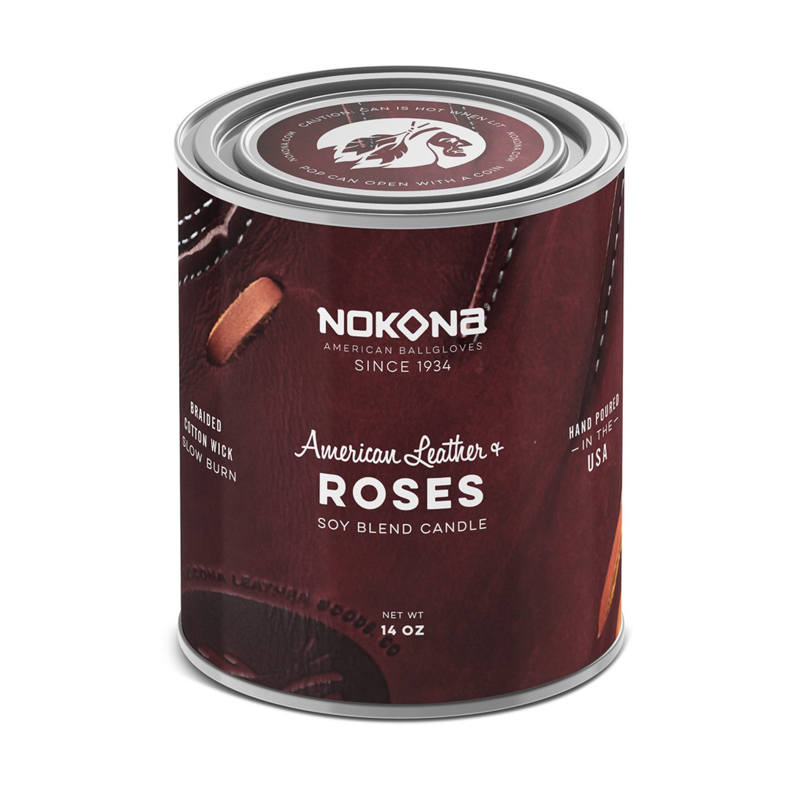Nokona Candle 14 oz - American Leather & Roses - Nokona Ballgloves